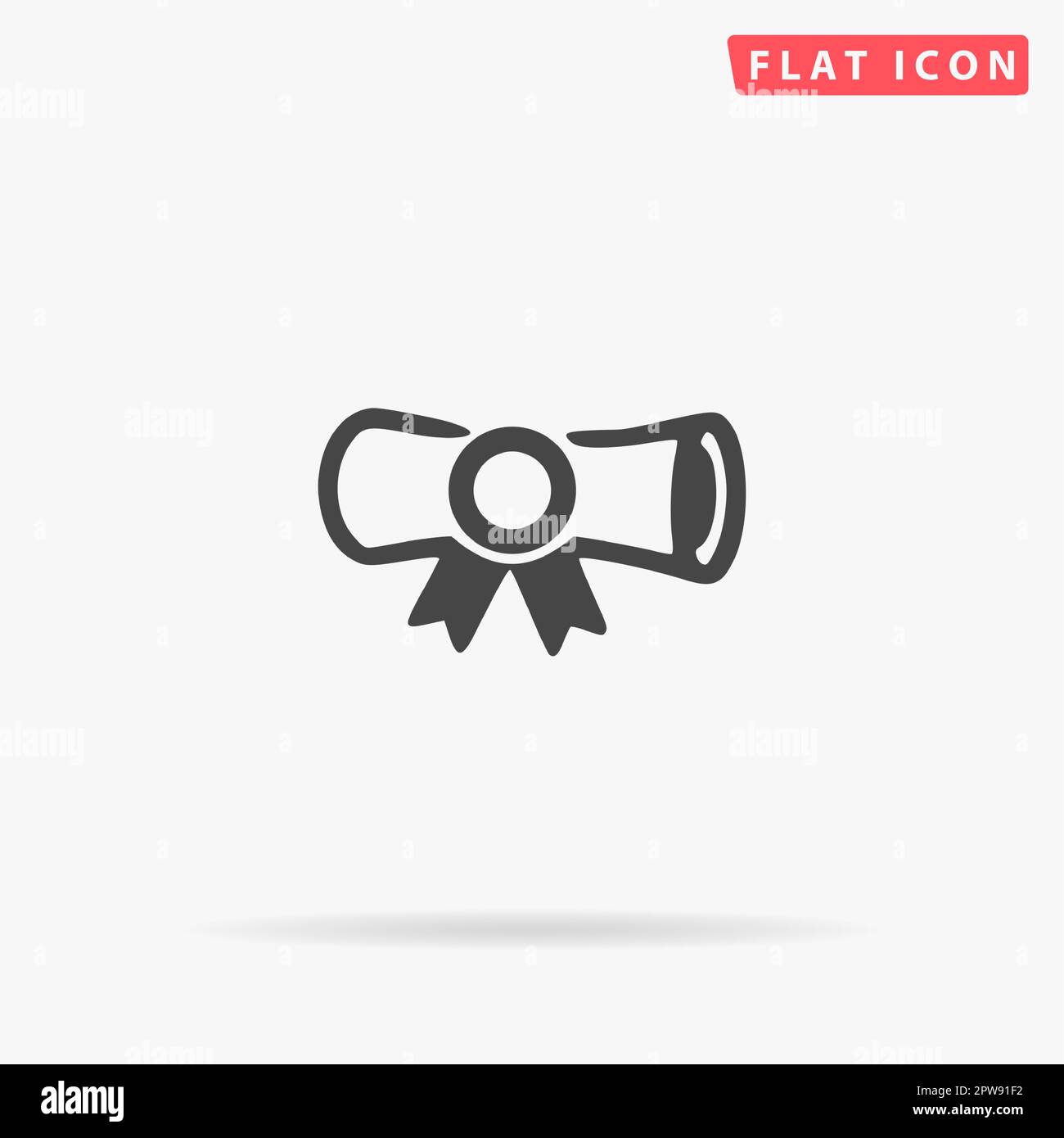 Diploma. Simple flat black symbol with shadow on white background ...