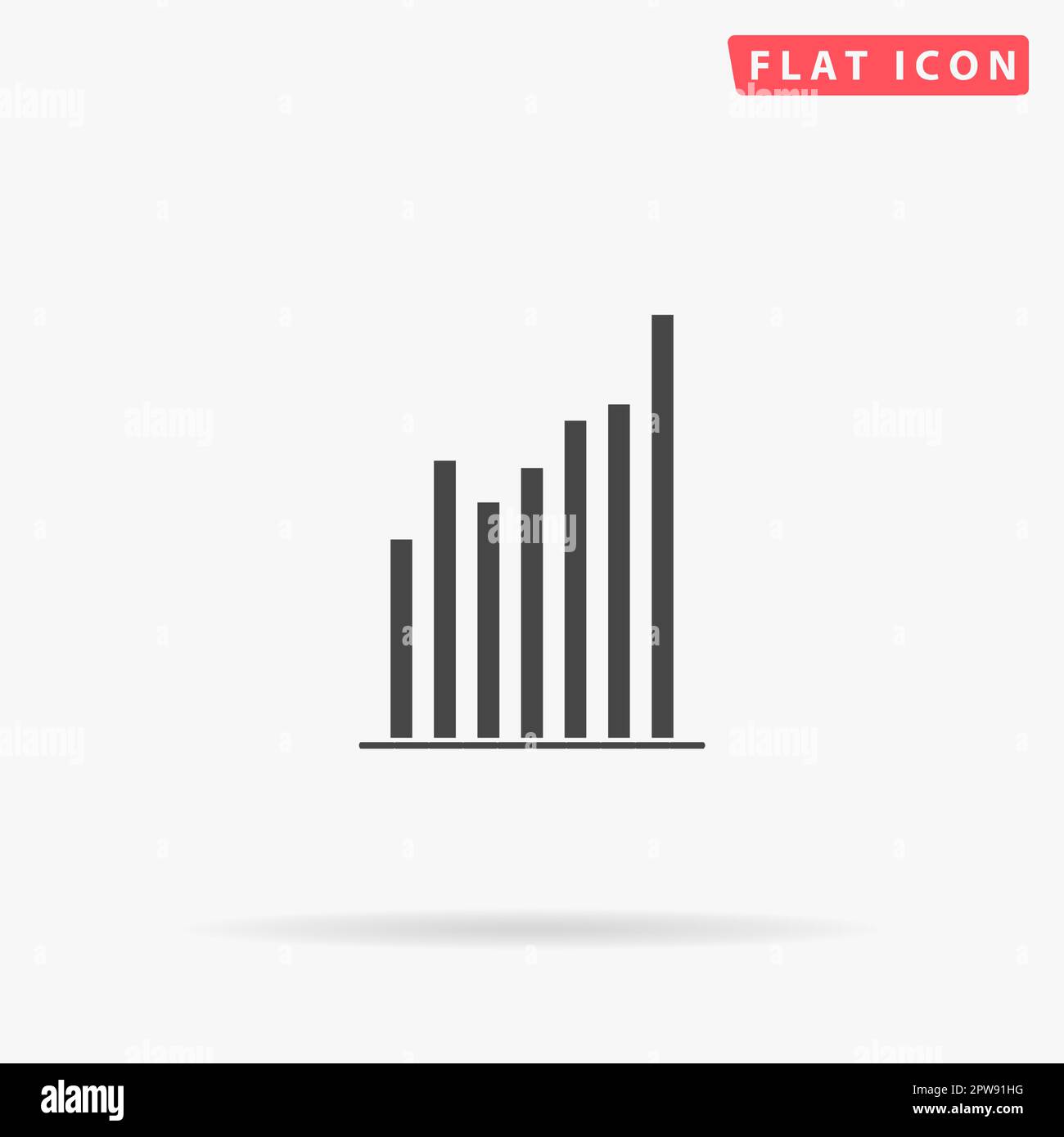 Graph chart Diagram. Simple flat black symbol with shadow on white ...