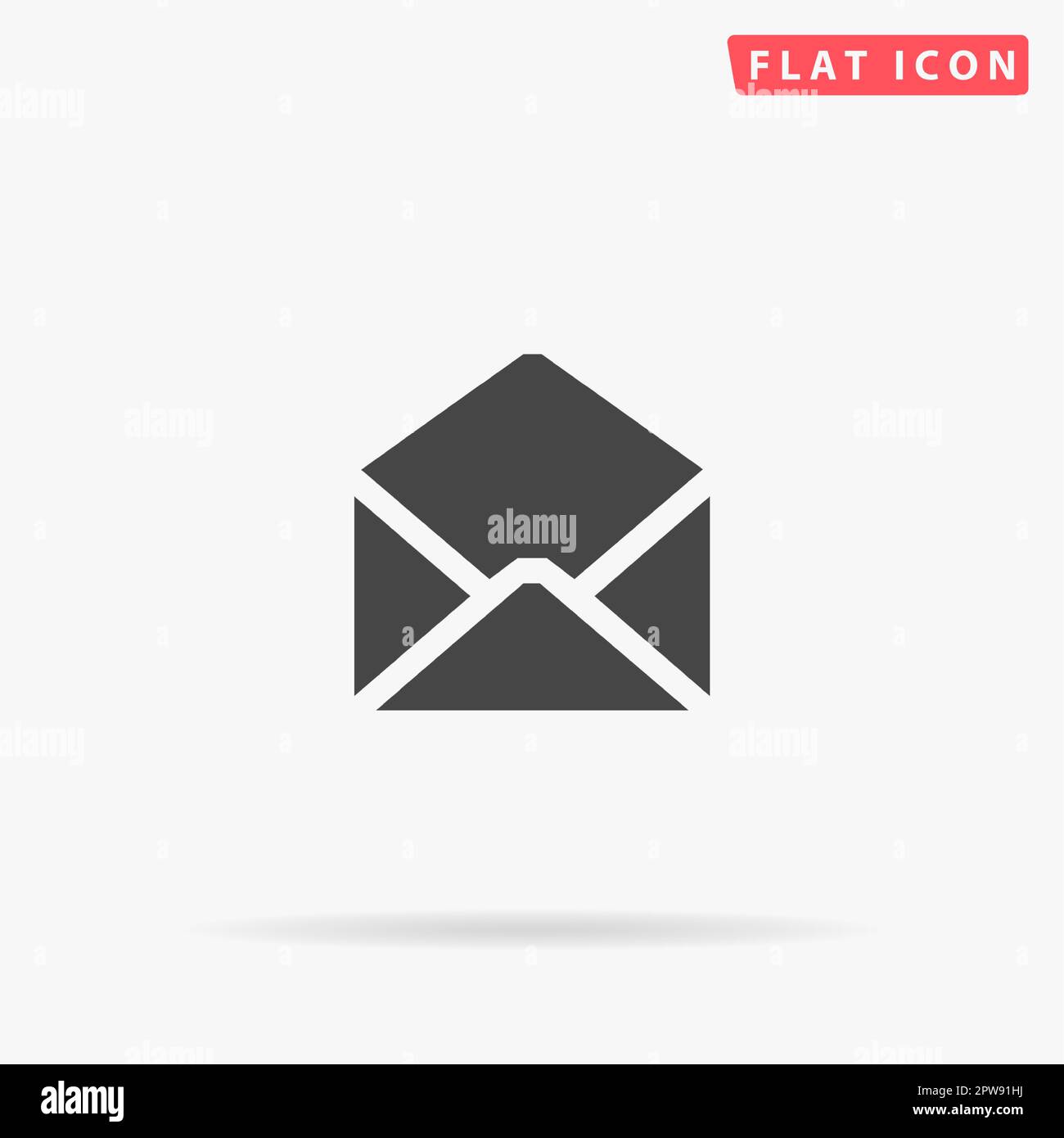 Envelope Mail. Simple flat black symbol with shadow on white background ...