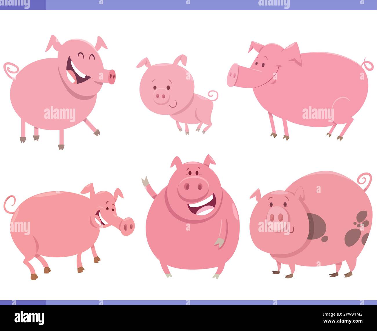 cartoon funny pigs farm animal characters set Stock Vector Image & Art ...