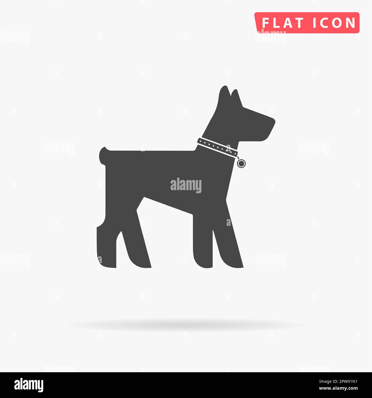 Dog. Simple flat black symbol with shadow on white background. Vector ...