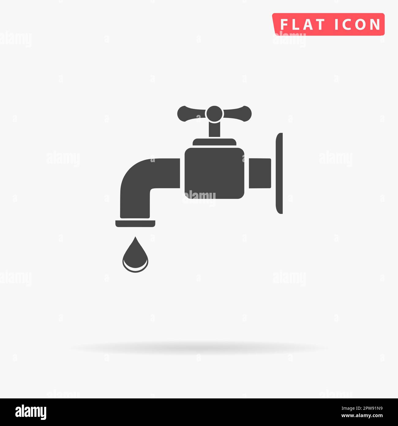 Faucet. Simple flat black symbol with shadow on white background ...