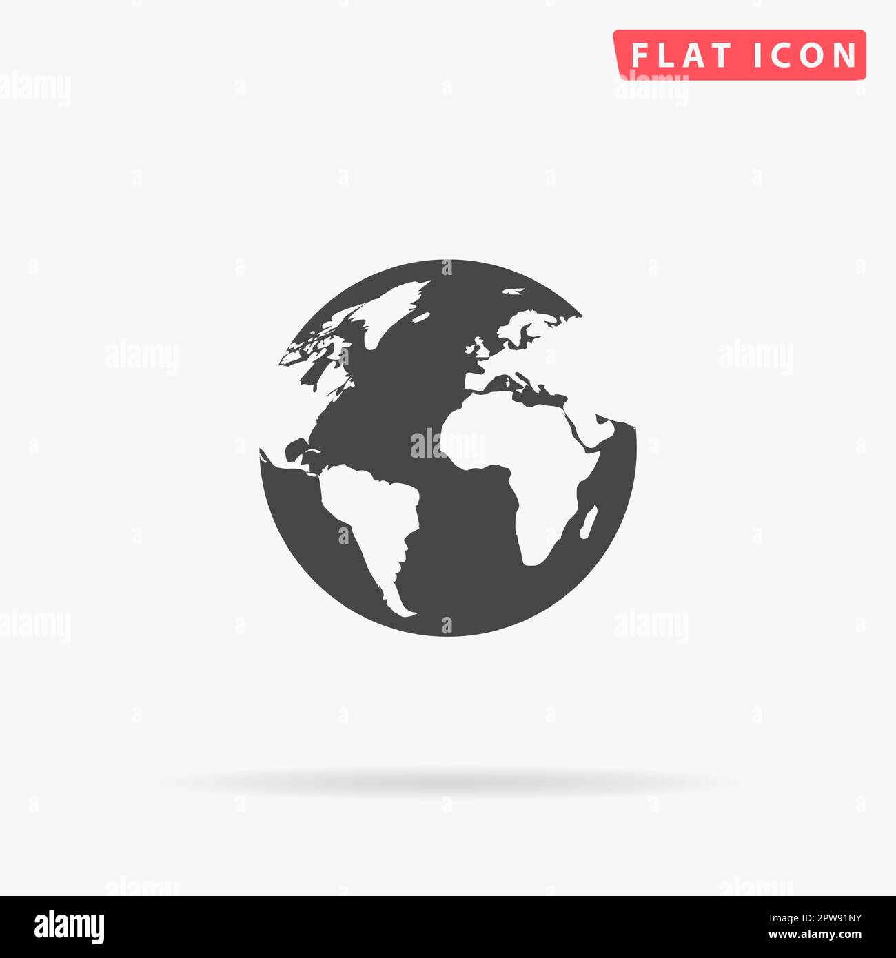 Globe earth. Simple flat black symbol with shadow on white background ...