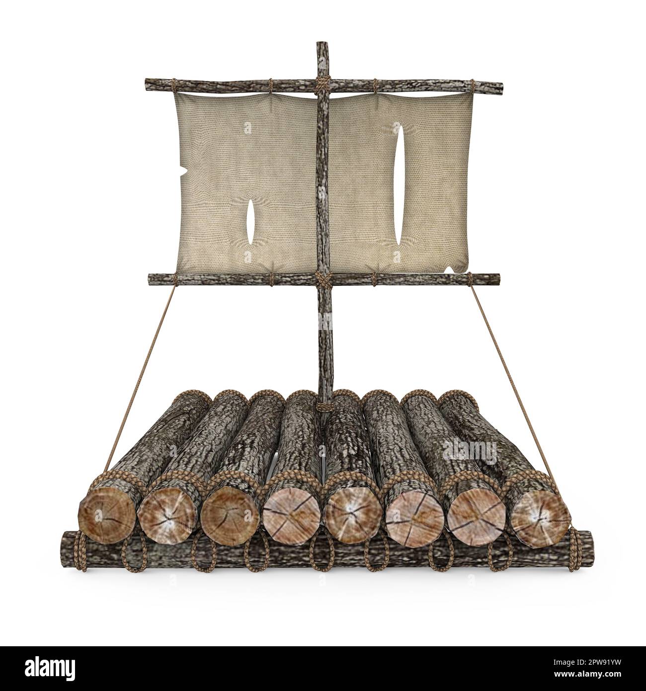 Wooden Raft Isolated Stock Photo - Alamy