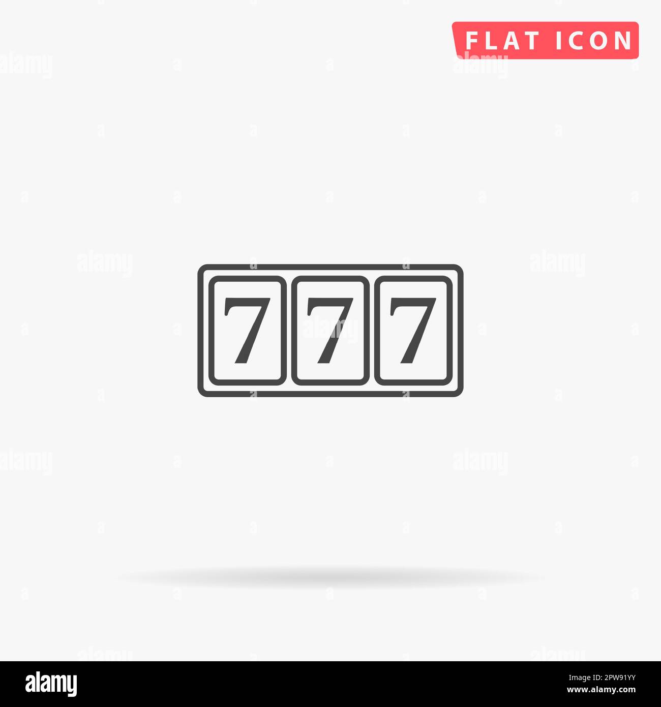 Fortune 777. Simple flat black symbol with shadow on white background ...