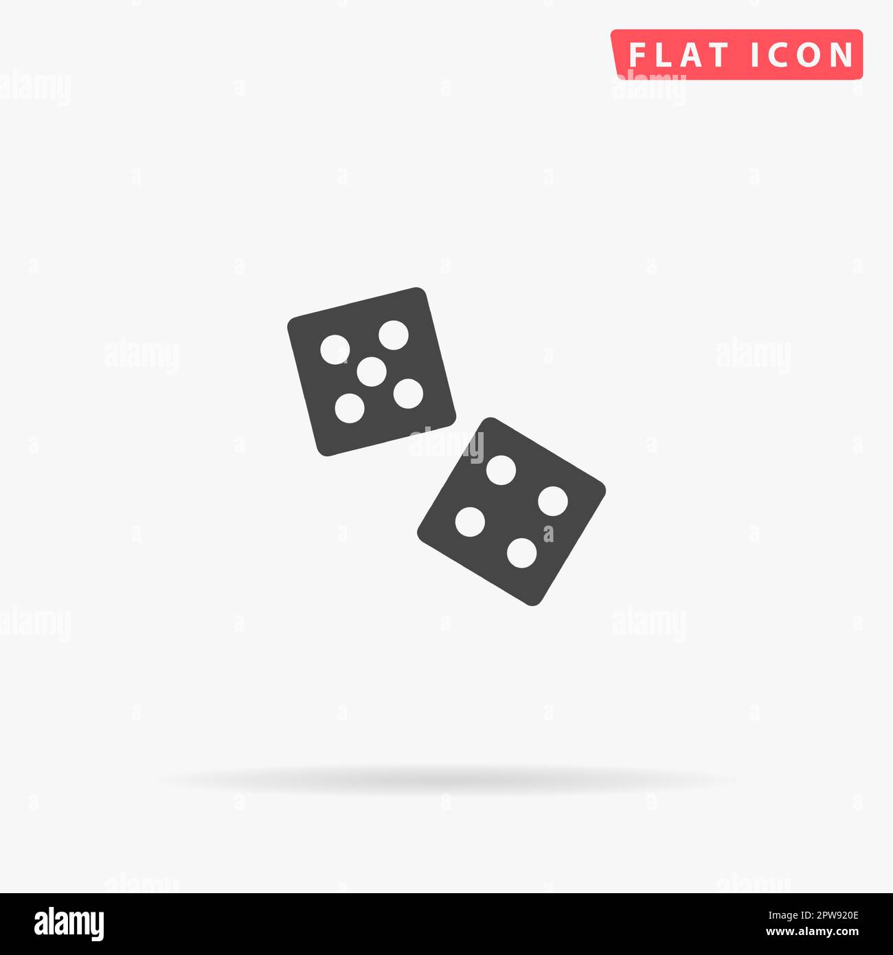 Dice. Simple flat black symbol with shadow on white background. Vector ...