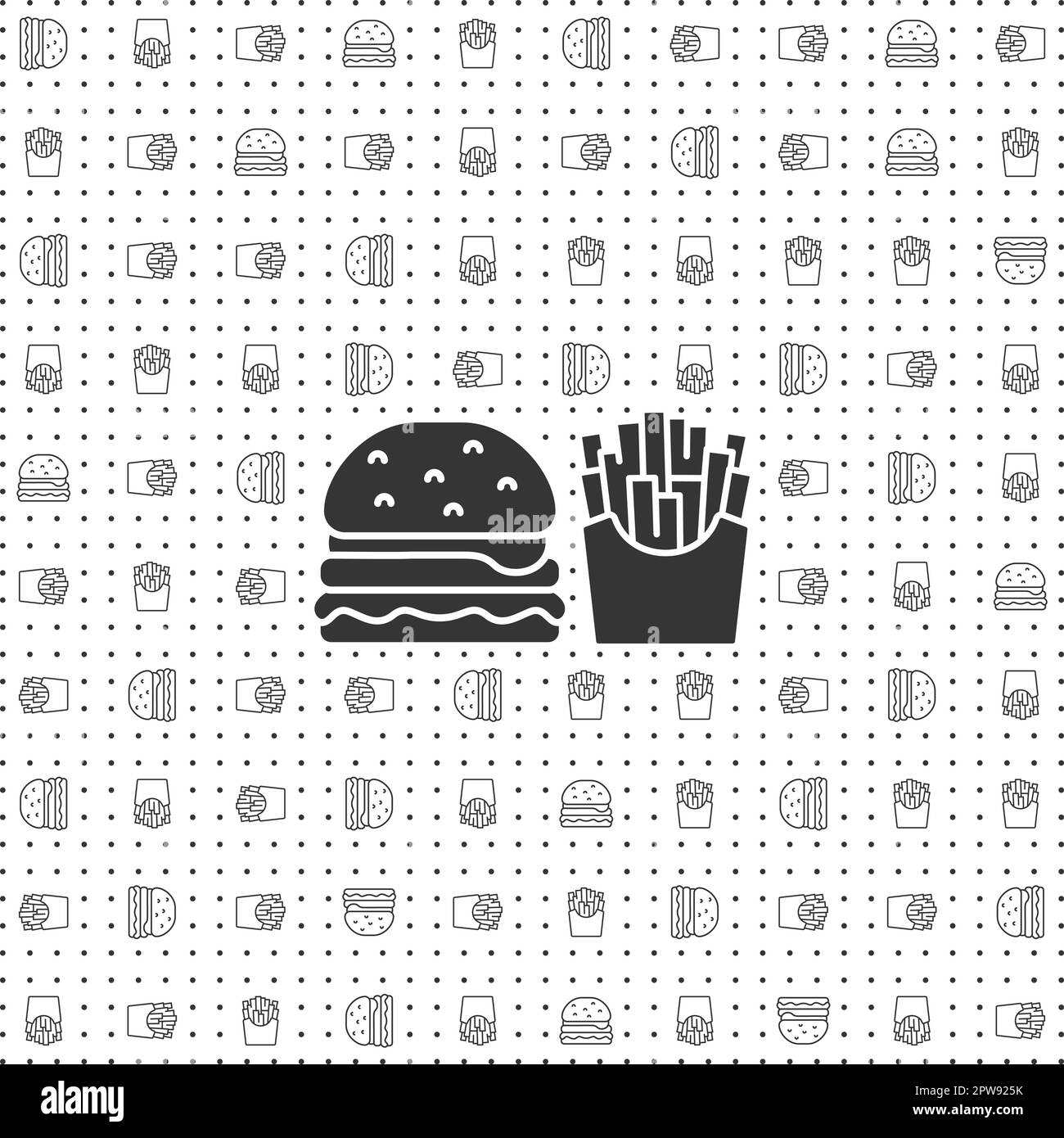 Burger and French fries seamless food pattern for restaurants. Seamless ...