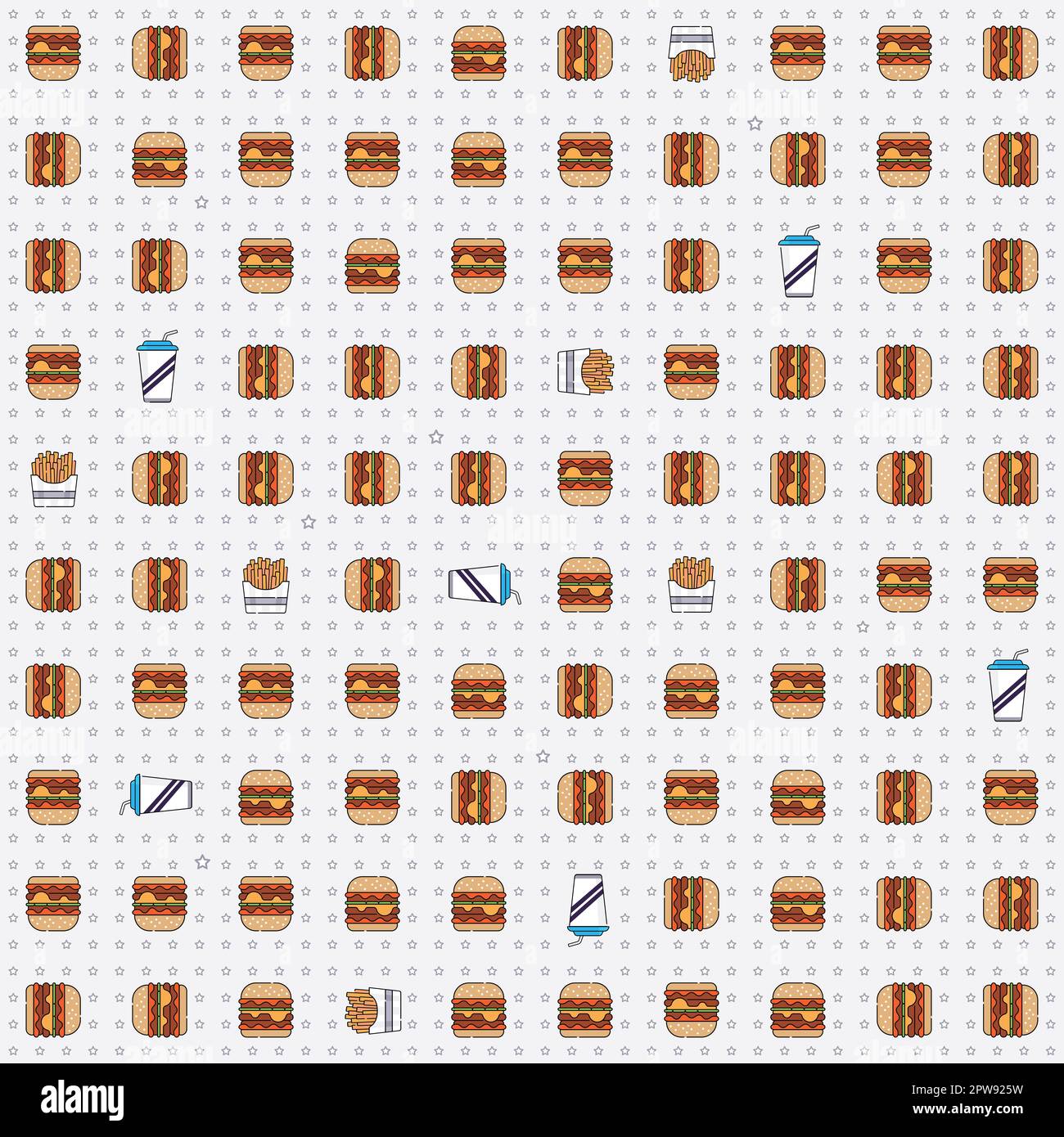 Burger and French fries seamless food pattern for restaurants. Seamless ...