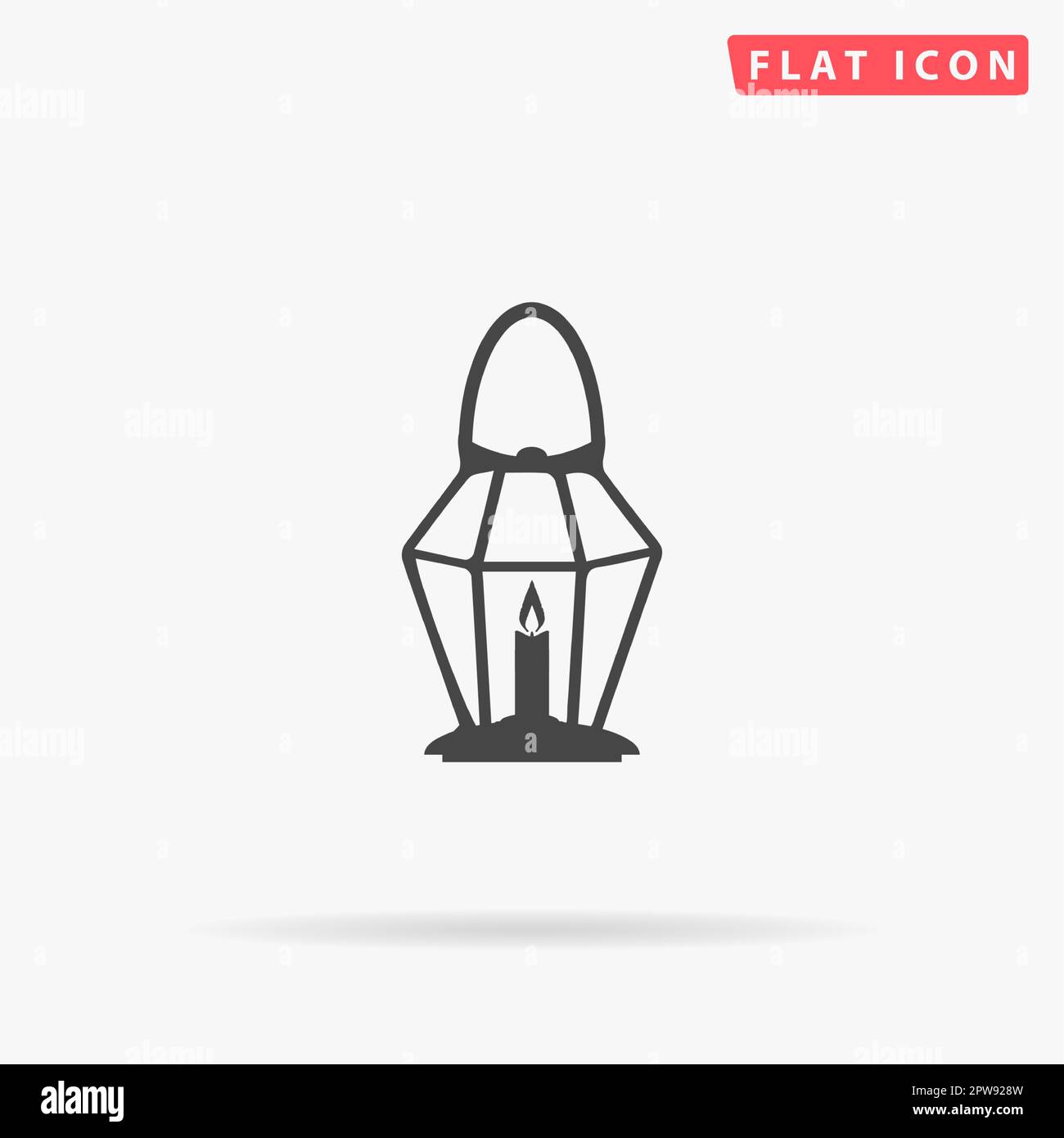 Lantern. Simple flat black symbol with shadow on white background ...