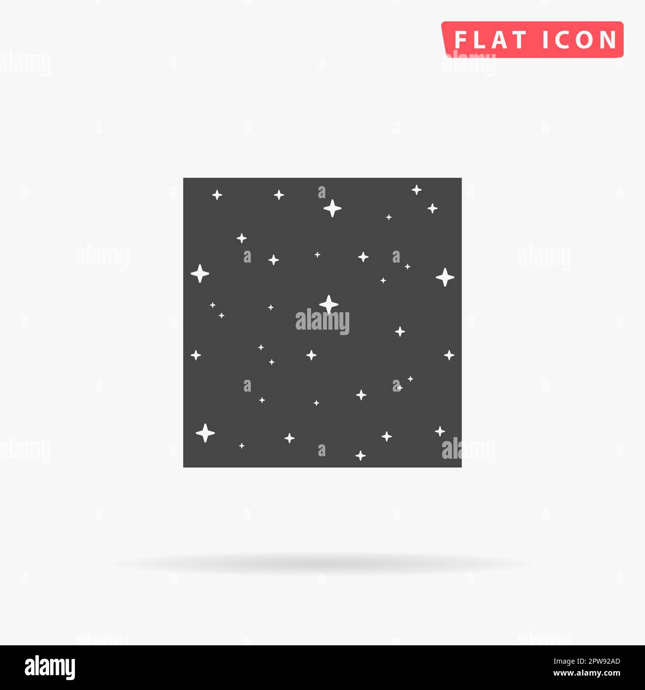 Made with stars in square. Simple flat black symbol with shadow on ...