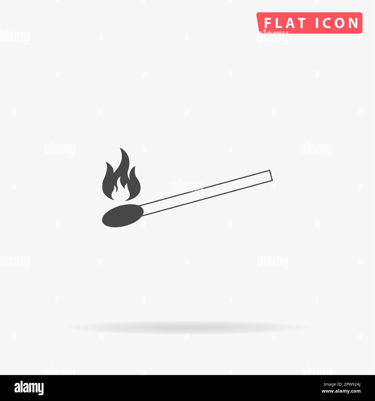 Match. Simple flat black symbol with shadow on white background. Vector ...