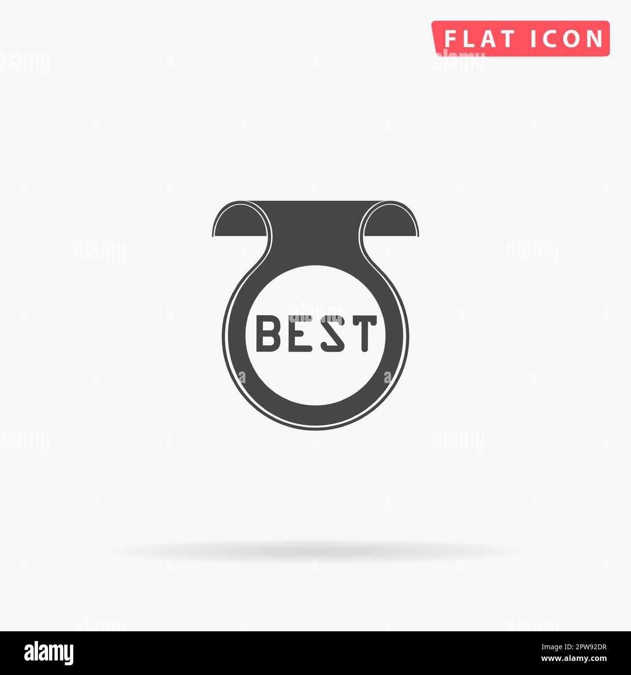 Bookmark with Best message. Simple flat black symbol with shadow on ...