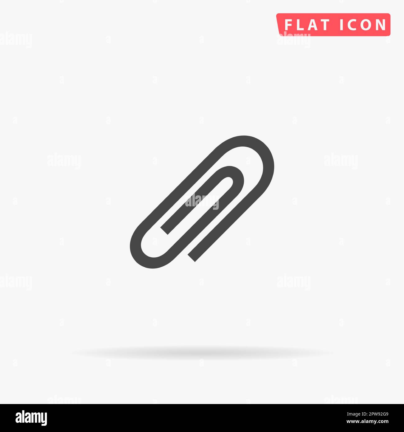 Paper clip. Simple flat black symbol with shadow on white background ...