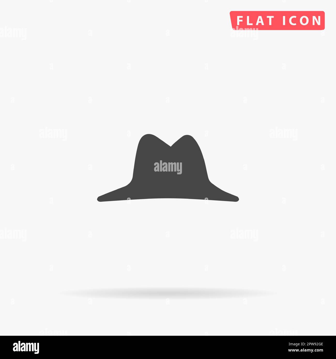 Men hat. Simple flat black symbol with shadow on white background ...