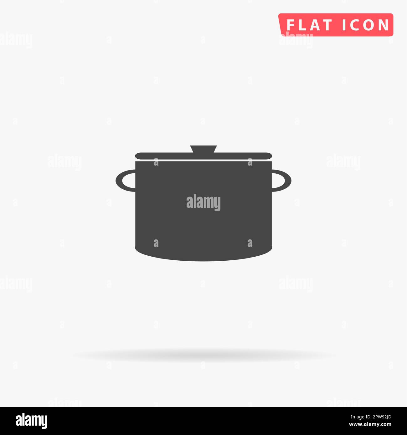 Kitchen pan. Simple flat black symbol with shadow on white background ...