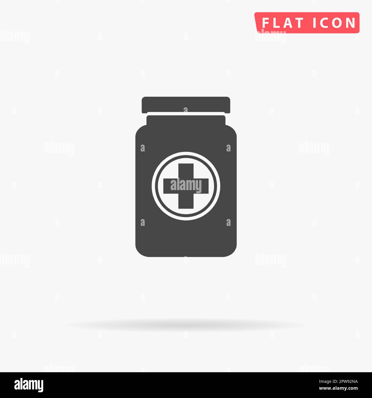Medical container. Simple flat black symbol with shadow on white ...
