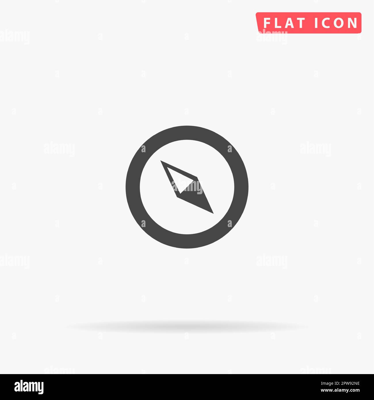 Compass. Simple flat black symbol with shadow on white background ...