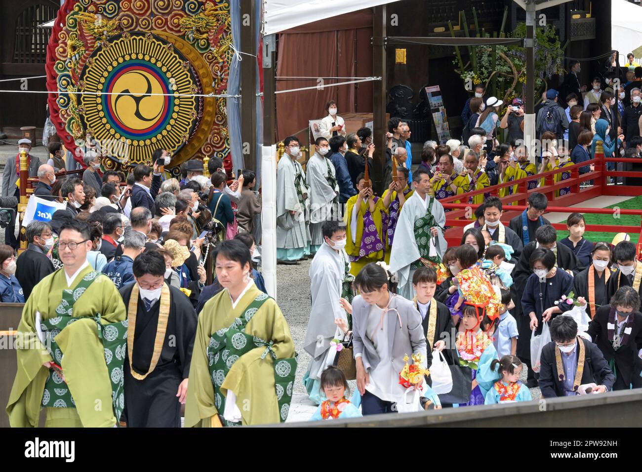 Priests and worshippers attend the Kyosan Hoyo Buddhist ritual at ...