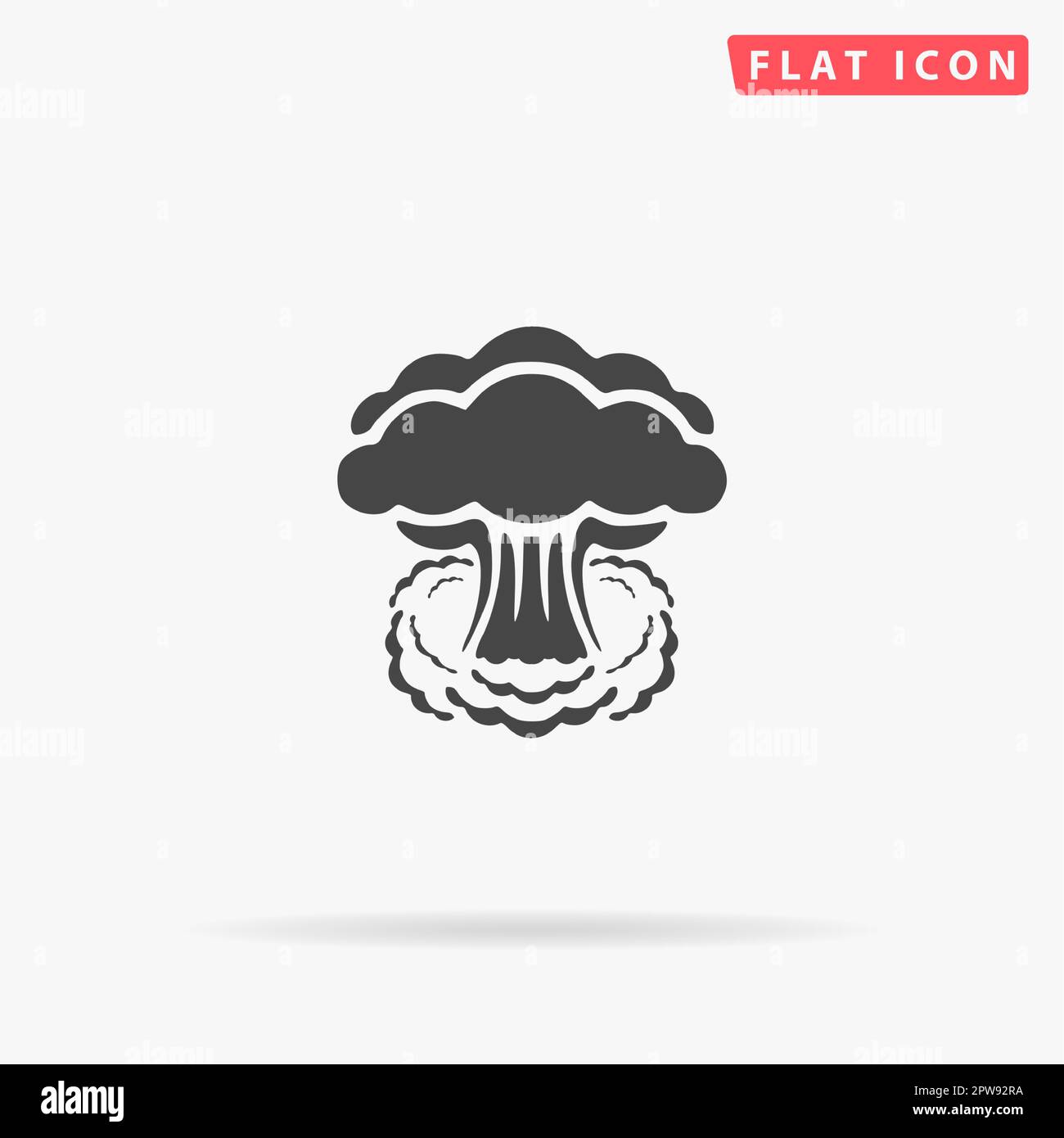 Mushroom cloud, nuclear explosion, silhouette. Simple flat black symbol ...