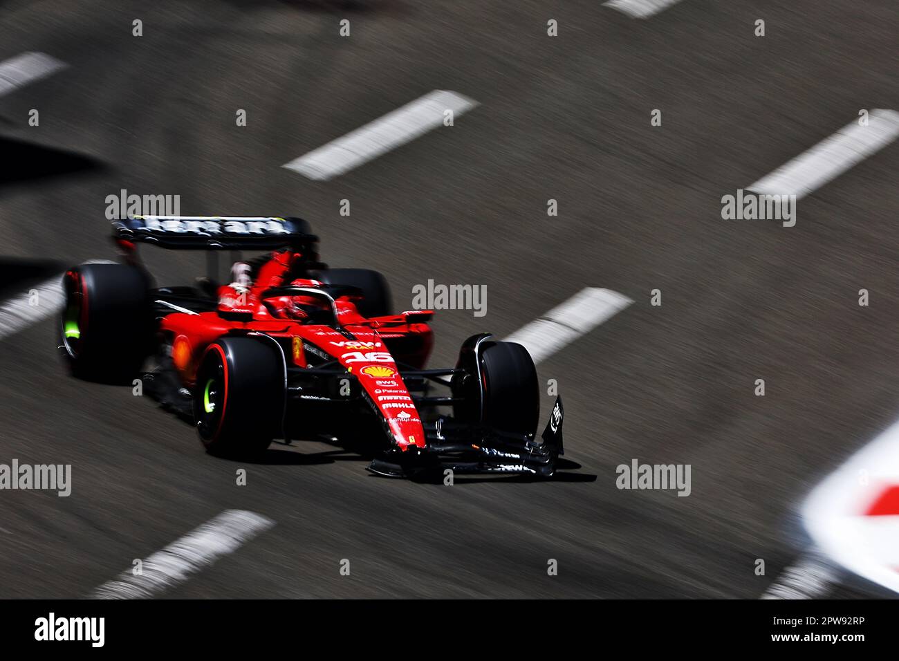 Baku, Azerbaijan. 29th Apr, 2023. Charles Leclerc (MON) Ferrari SF-23 with a broken front wing ...