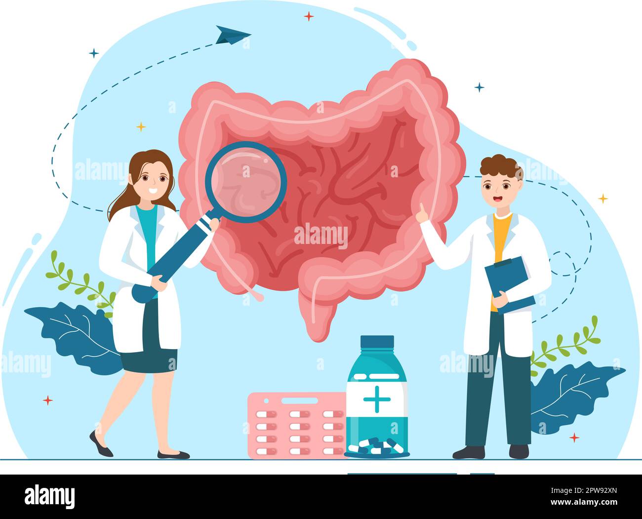 Proctologist or Colonoscopy Illustration with a Doctor Examines of the ...