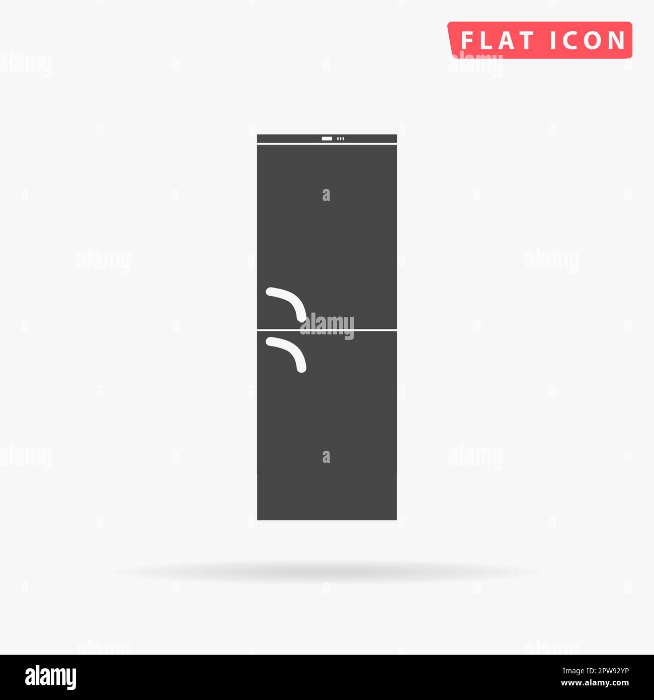 Refrigerator. Simple flat black symbol with shadow on white background. Vector illustration ...