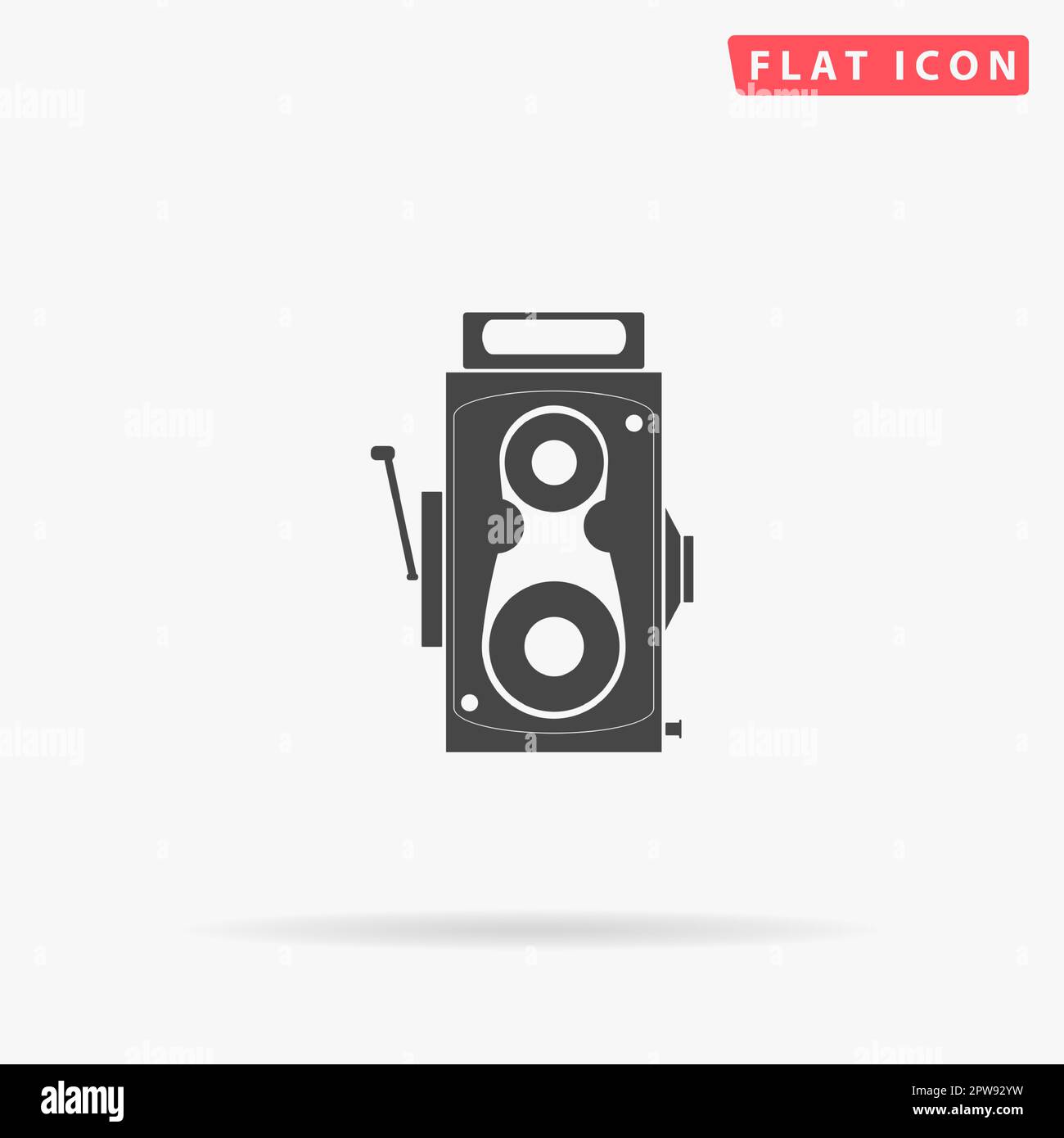 Professional cinema film camera. Simple flat black symbol with shadow ...