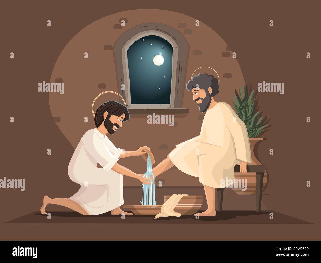 Jesus Christ and Peter. The washing of the feet. Maundy Thursday Stock ...
