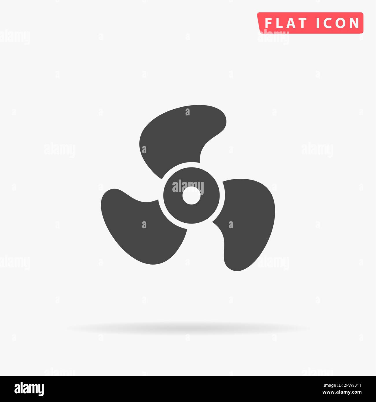 Propeller. Simple flat black symbol with shadow on white background ...