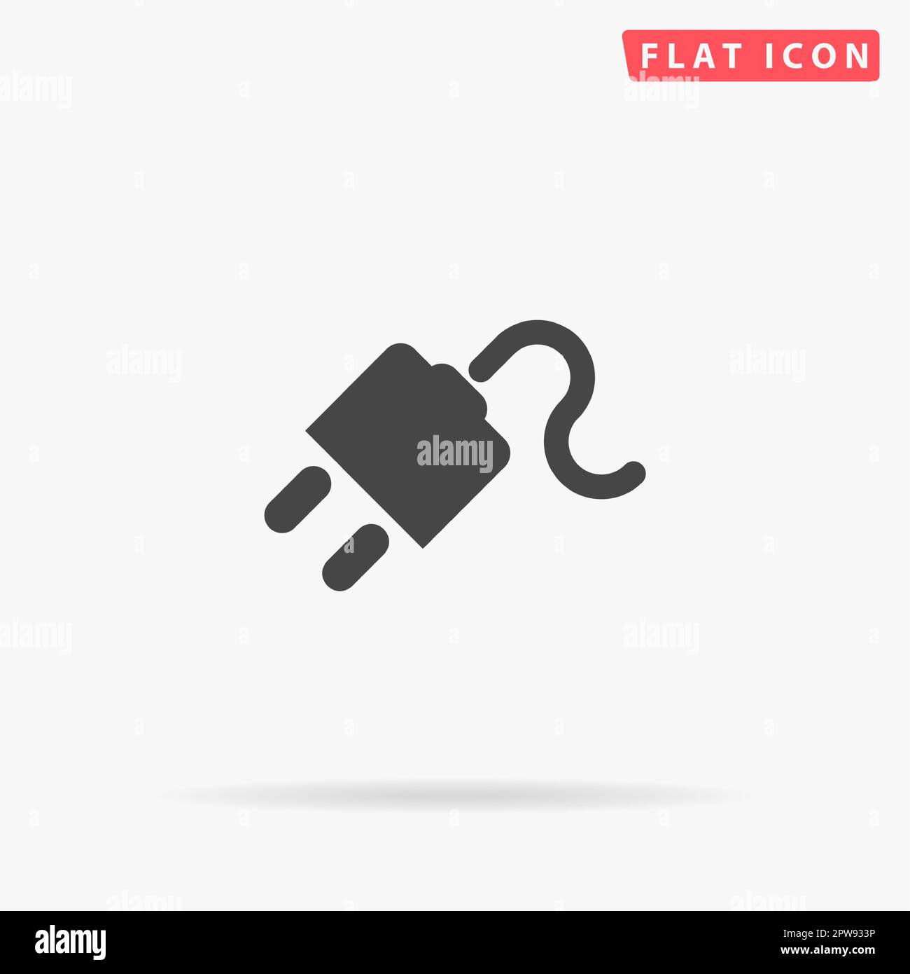 Power cord. Simple flat black symbol with shadow on white background ...