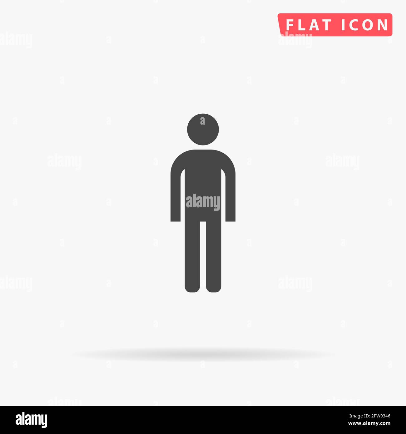 Simple Man. Simple flat black symbol with shadow on white background ...