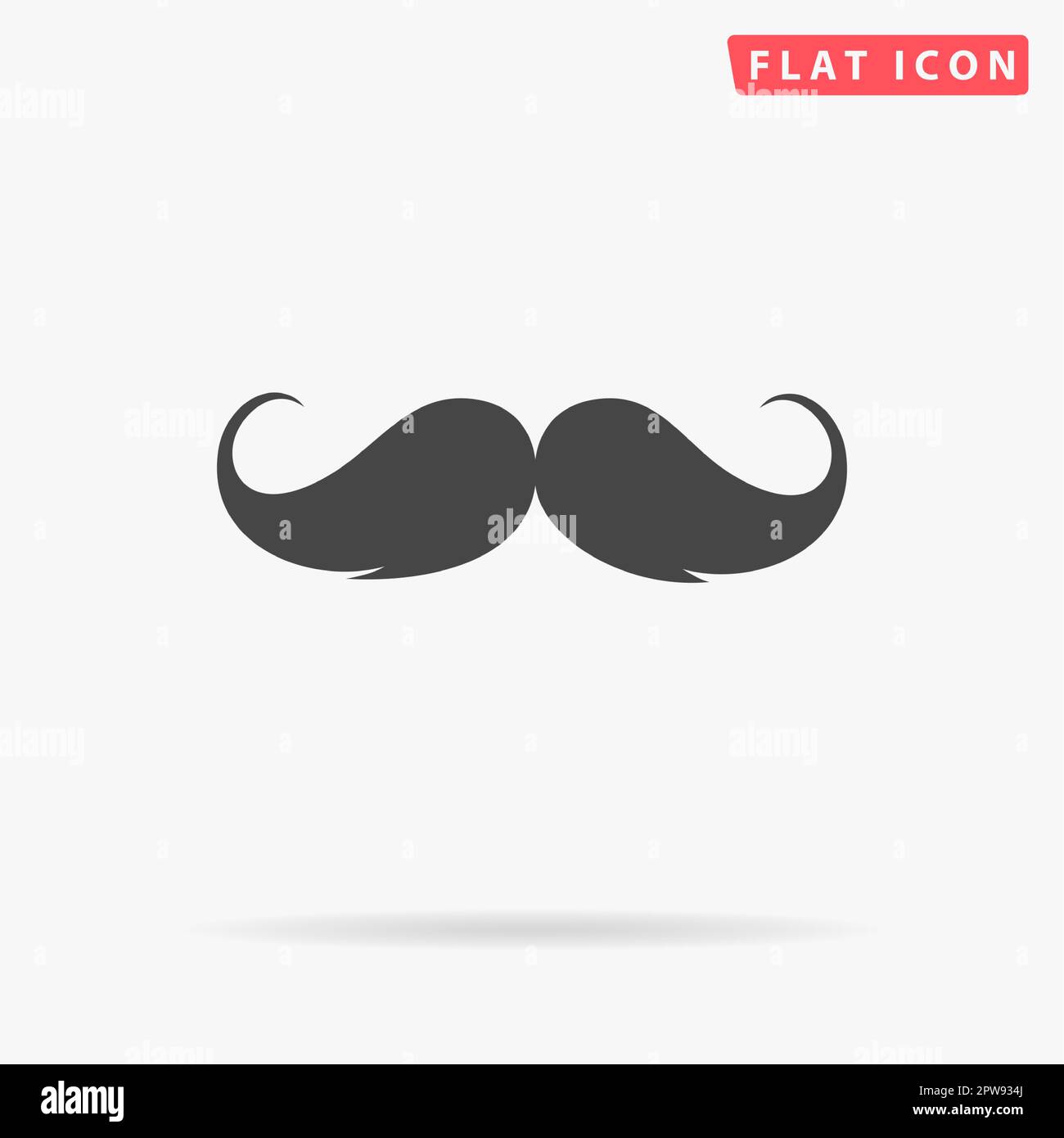Mustache. Simple flat black symbol with shadow on white background ...
