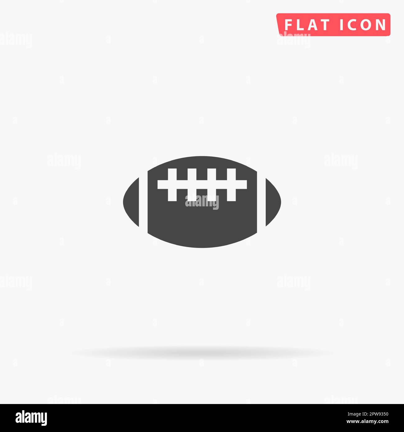 Rugby ball. Simple flat black symbol with shadow on white background ...