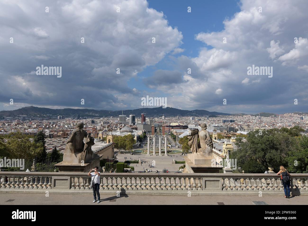 Barcelona, Spain. On the steps of the National Museum of Art, you can ...
