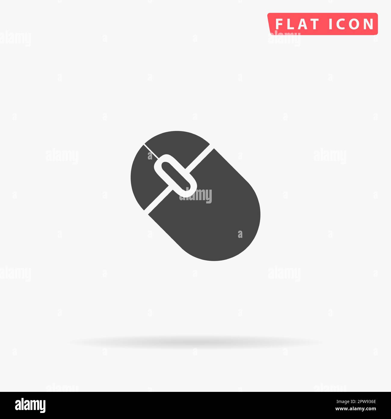 Computer mouse. Simple flat black symbol with shadow on white ...