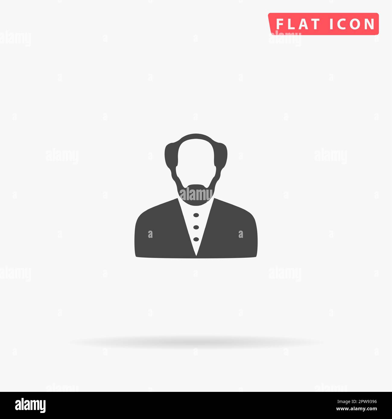 Scientist. Simple flat black symbol with shadow on white background ...