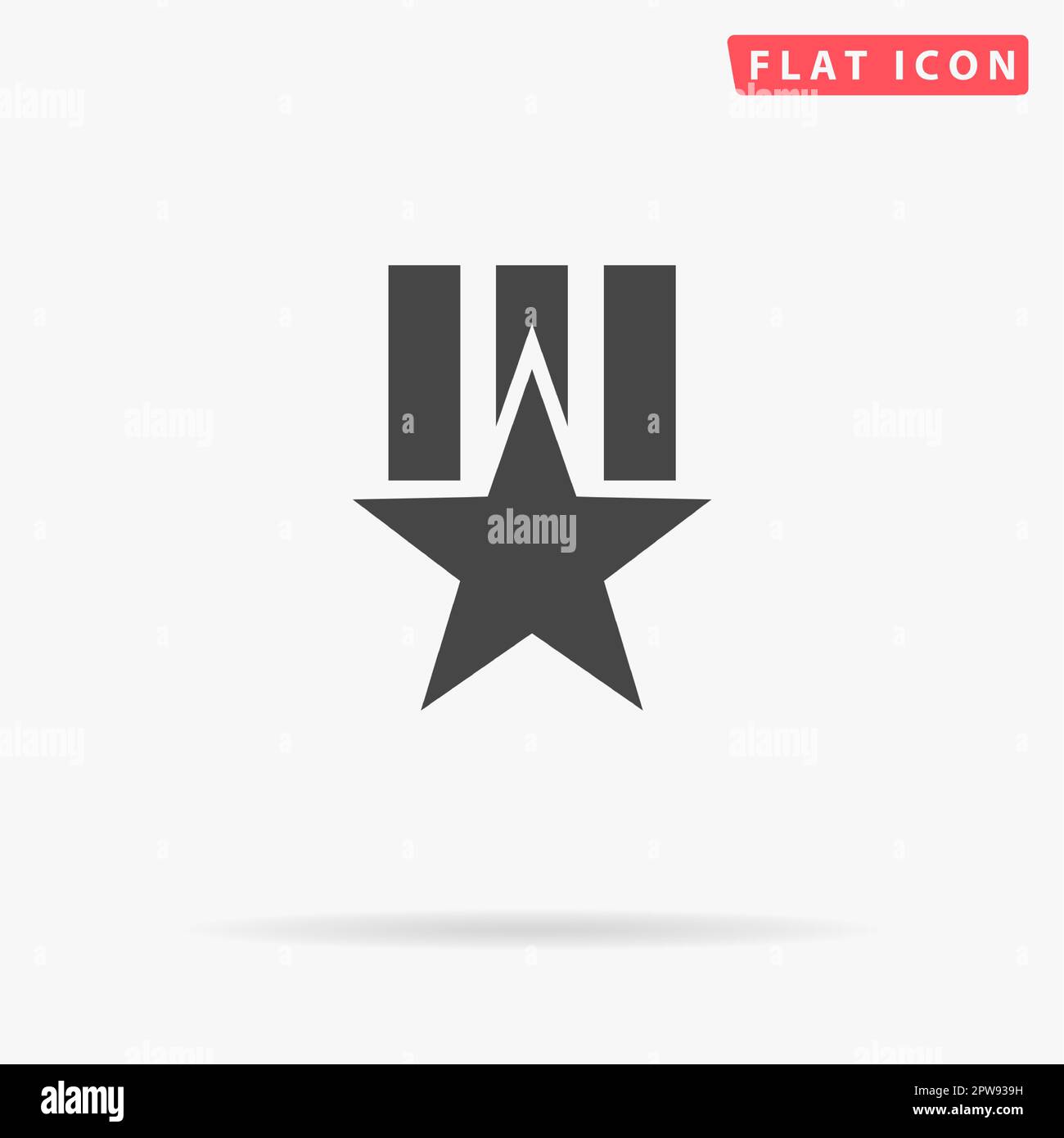 Order with star. Simple flat black symbol with shadow on white ...