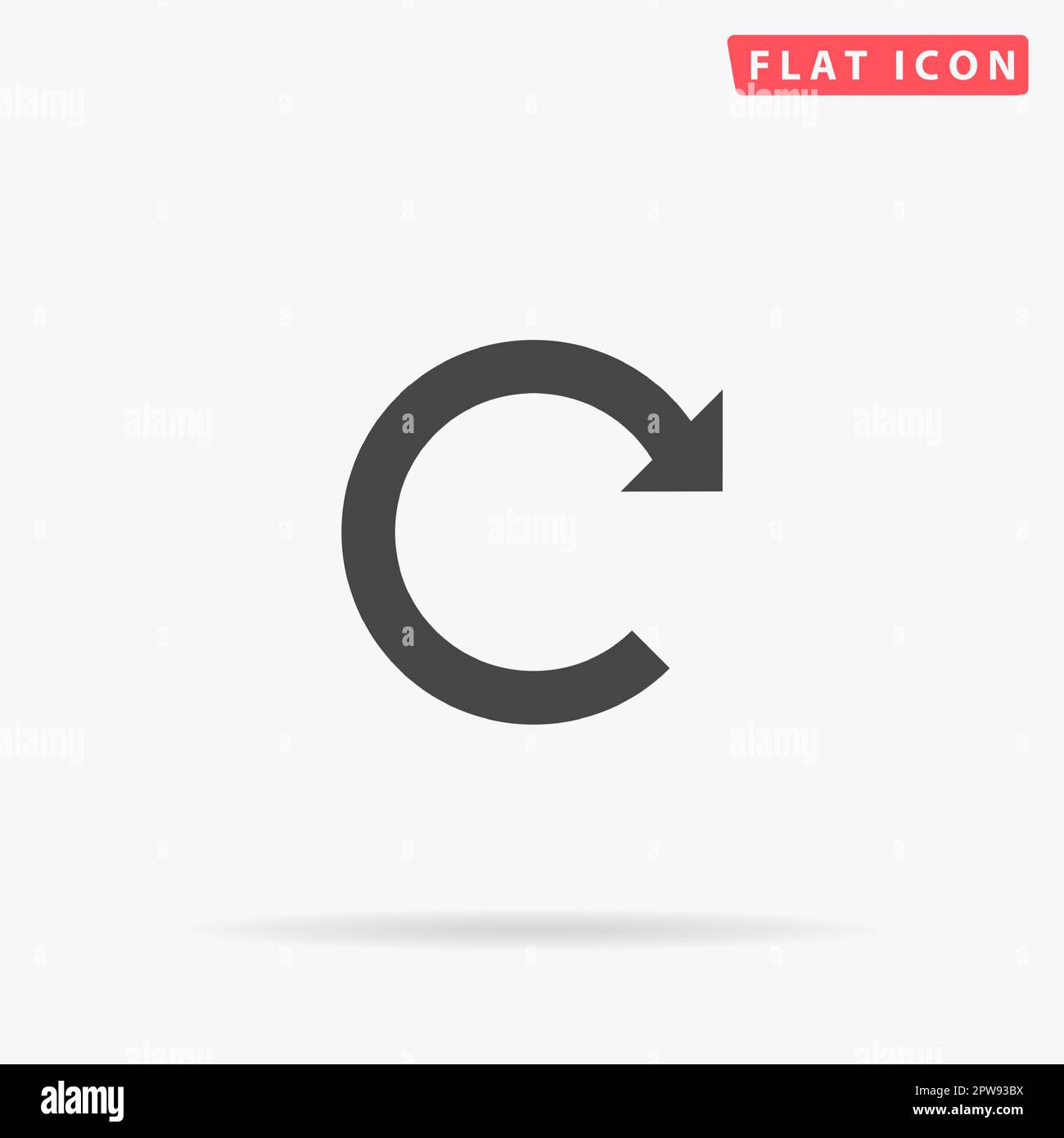 Rotation Arrow. Simple flat black symbol with shadow on white ...