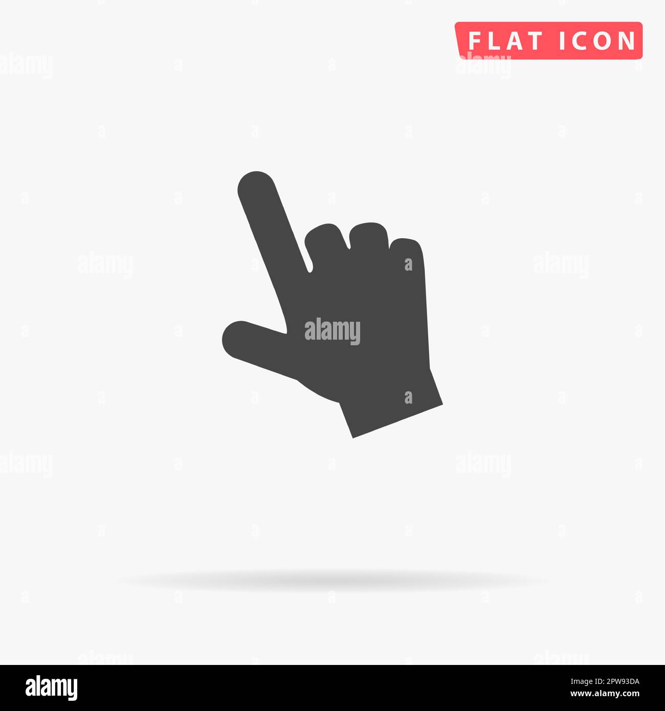 Mouse hand cursor. Simple flat black symbol with shadow on white ...