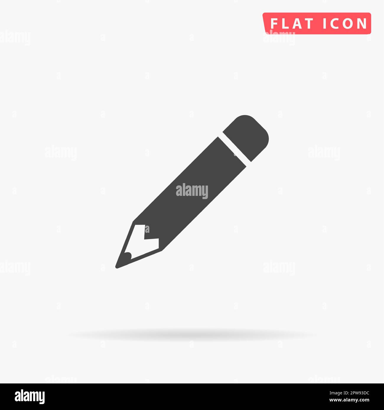 Pencil. Simple flat black symbol with shadow on white background ...