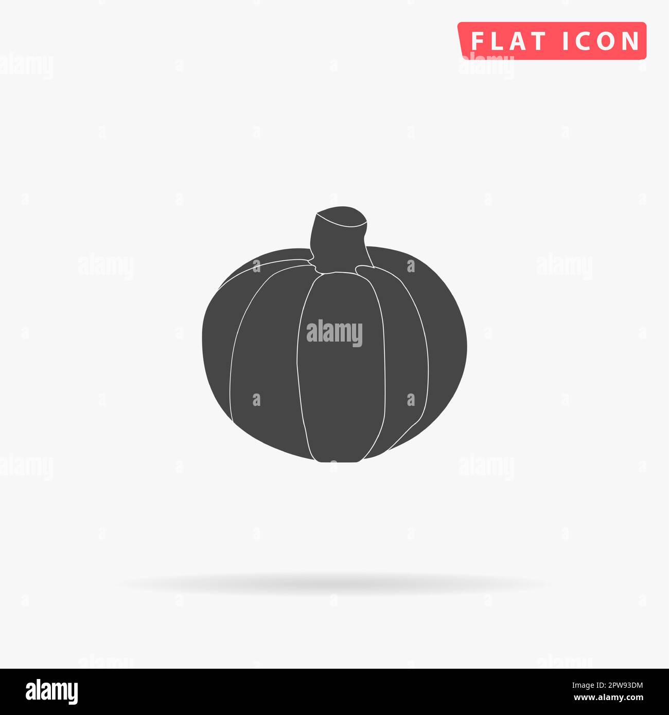 Pumpkin. Simple flat black symbol with shadow on white background ...