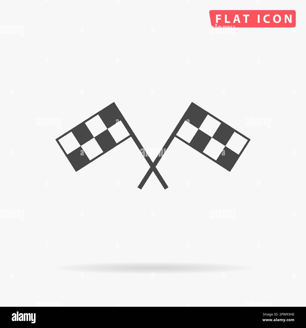 Racing flag. Simple flat black symbol with shadow on white background ...