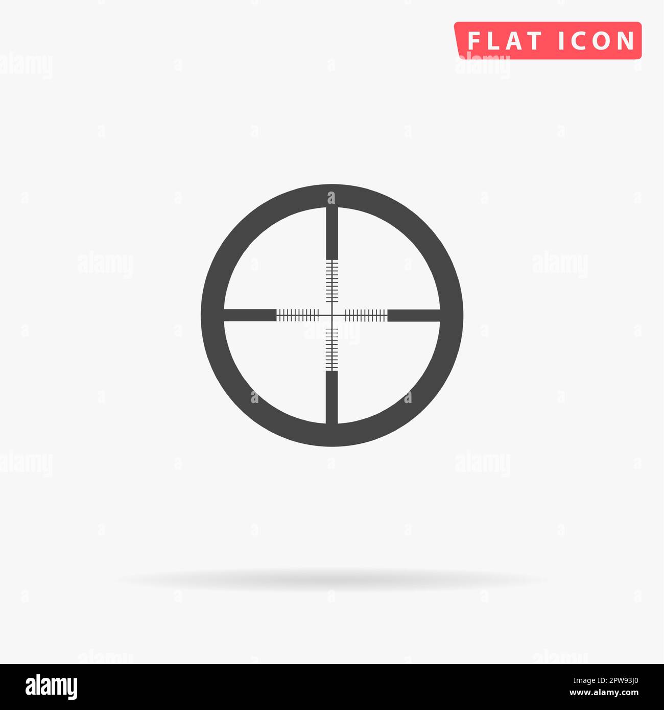 Crosshair. Simple flat black symbol with shadow on white background ...