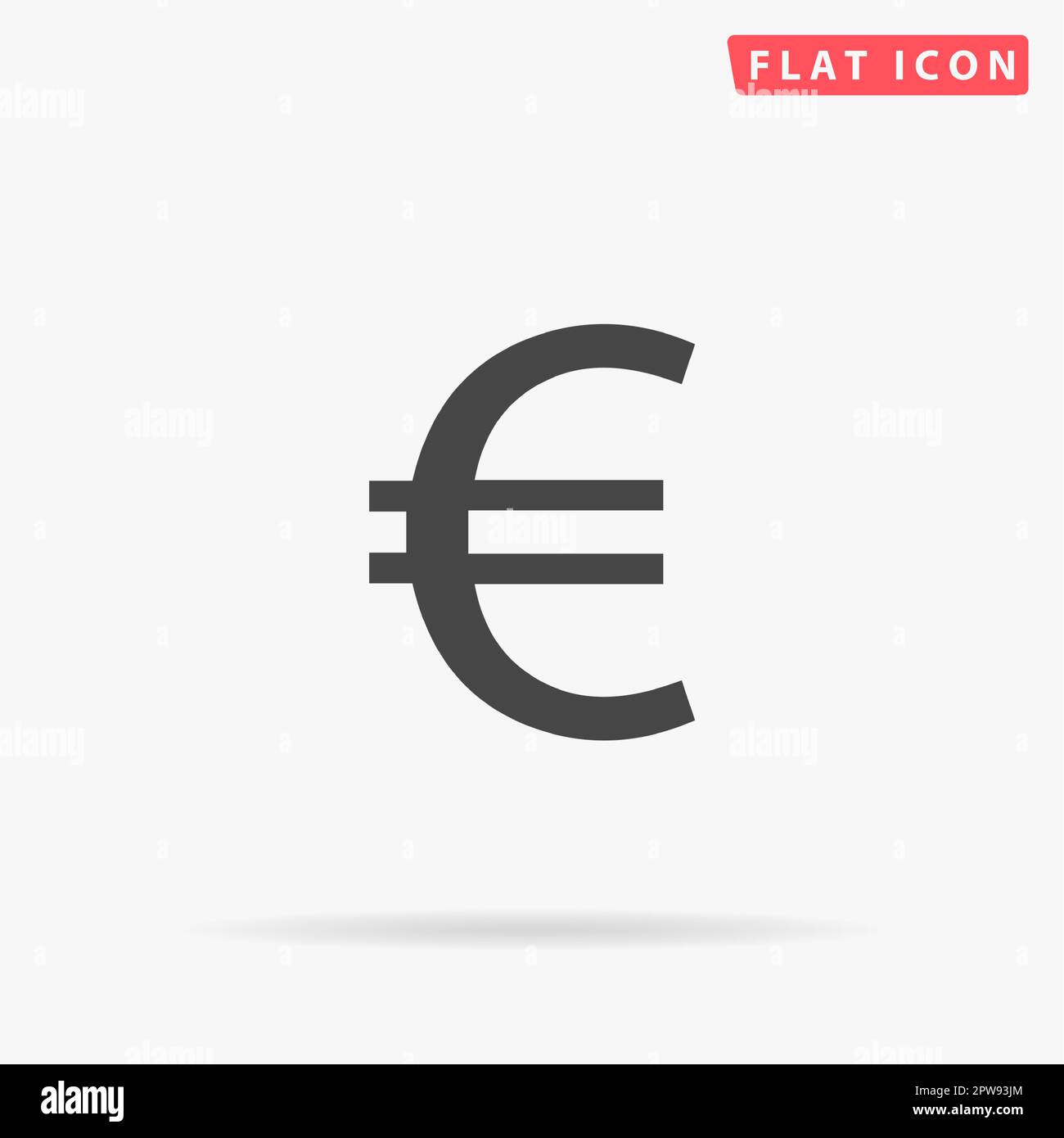 Euro. Simple flat black symbol with shadow on white background. Vector ...