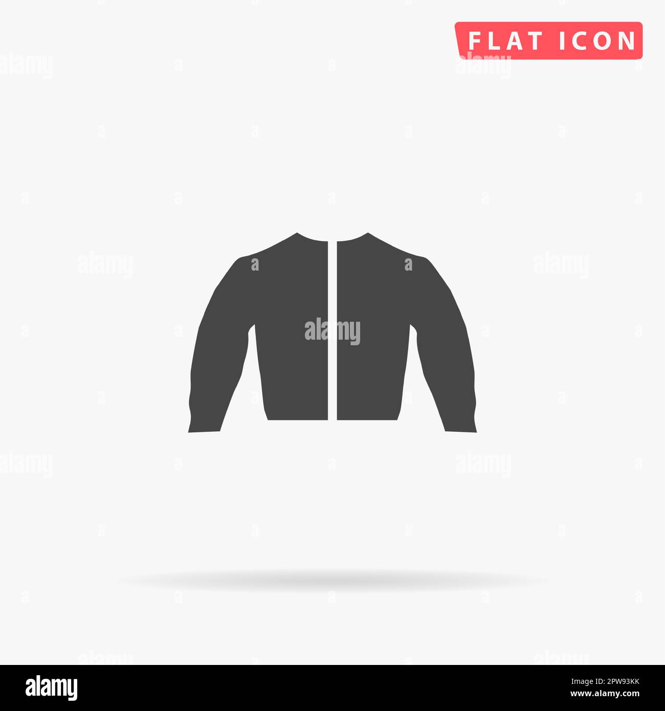 Sports jacket. Simple flat black symbol with shadow on white background ...