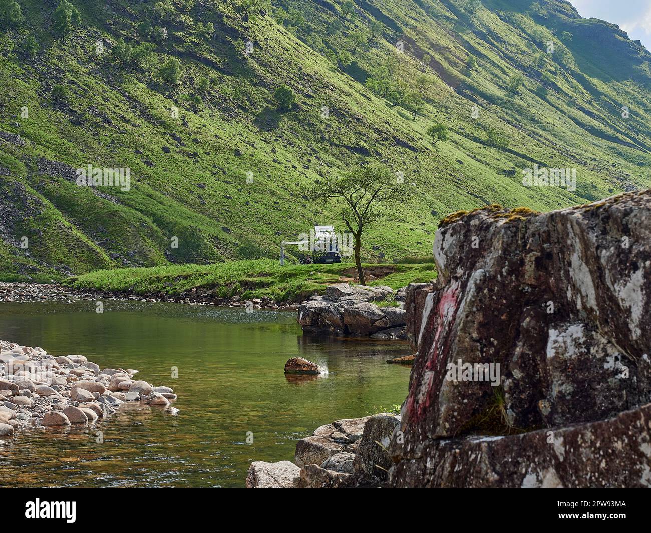 landscape of the iconic glen etive in the scottish highlands, know from ...