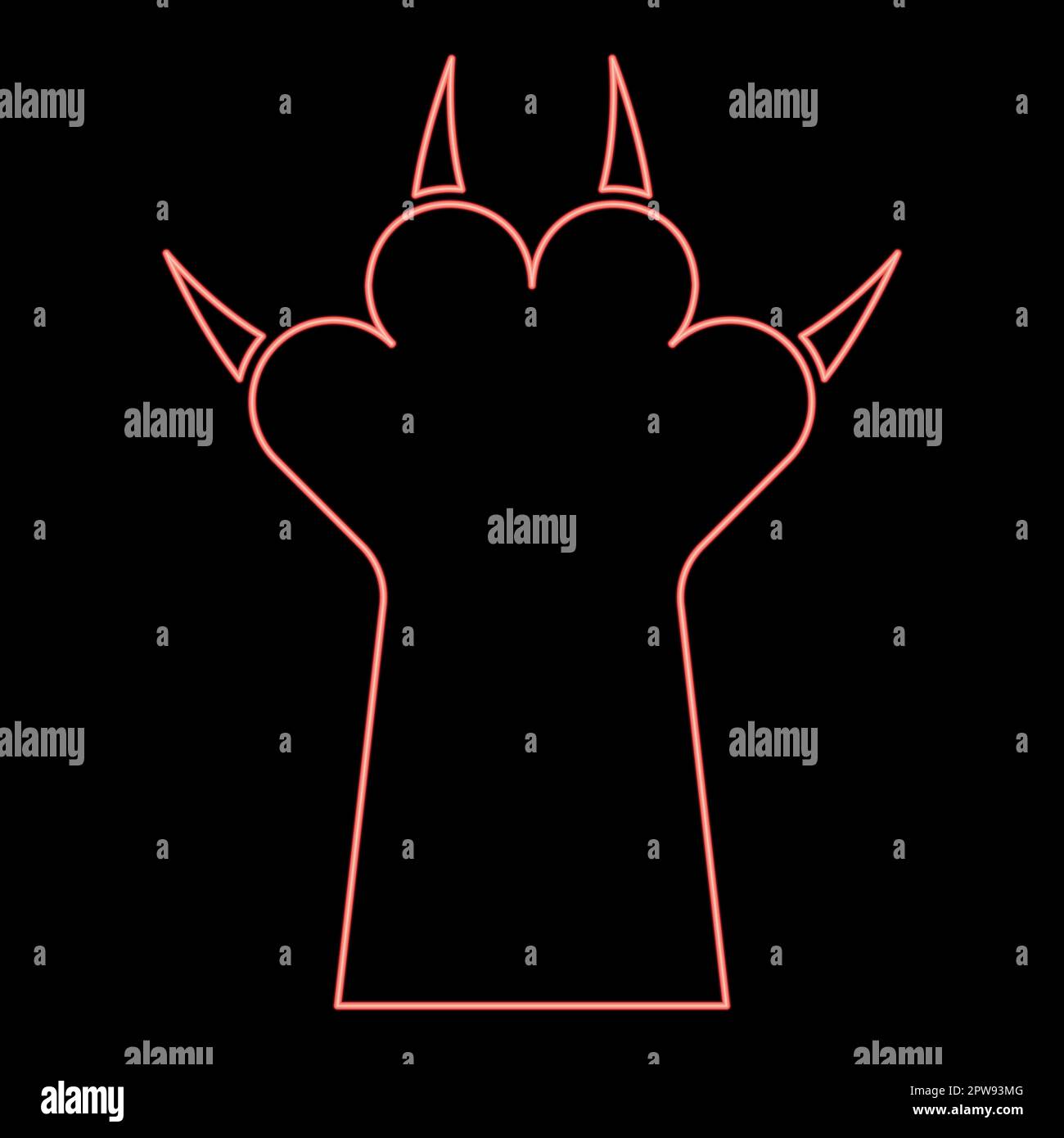 Neon paw with claw cat red color vector illustration image flat style ...