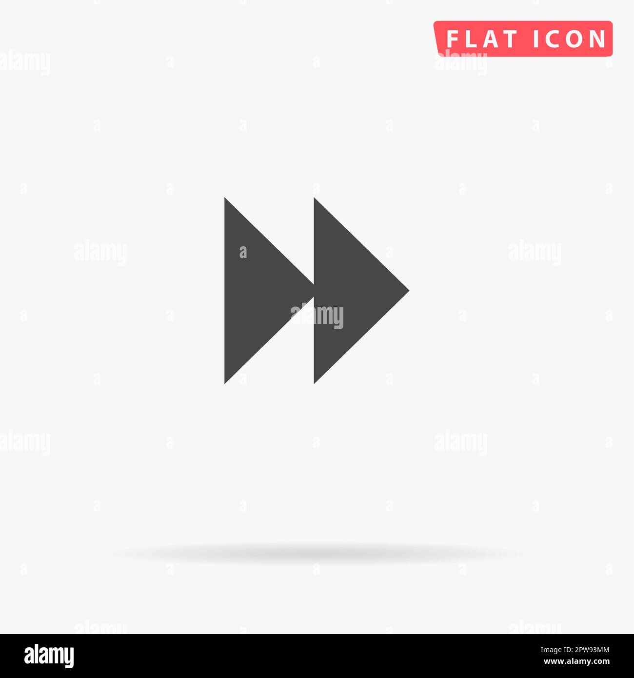 Rewind forward. Simple flat black symbol with shadow on white ...