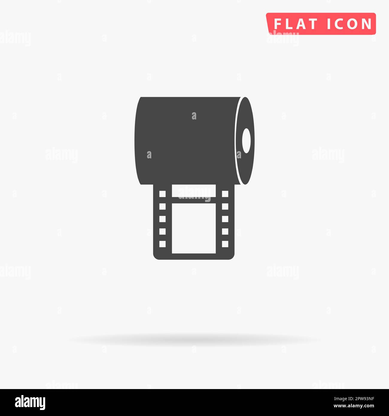 Film strip. Simple flat black symbol with shadow on white background. Vector illustration ...