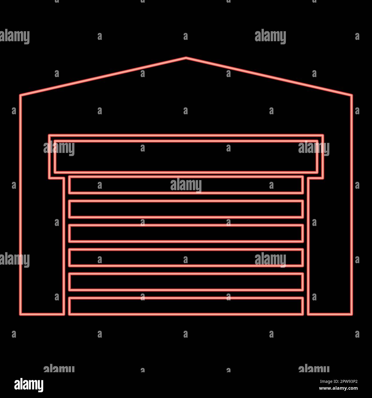 Neon garage door for car Roller shutter hangar warehouse red color ...